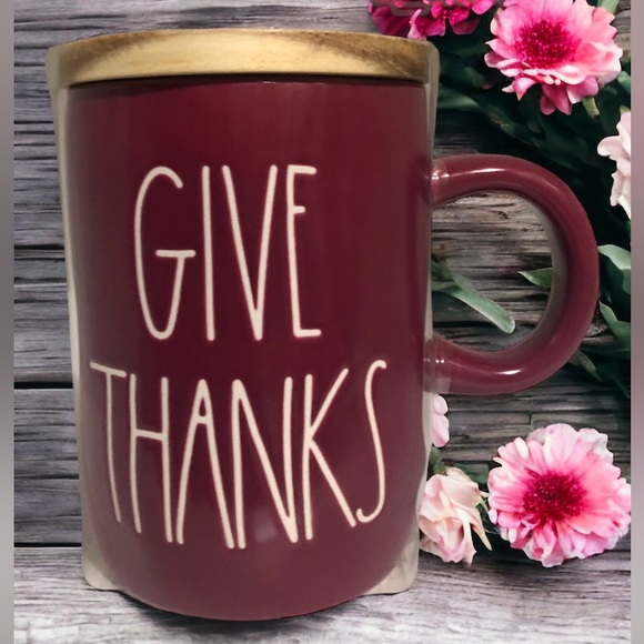 Rae Dunn | Dining | Rae Dunn Give Thanks Mug With Topper | Poshmark